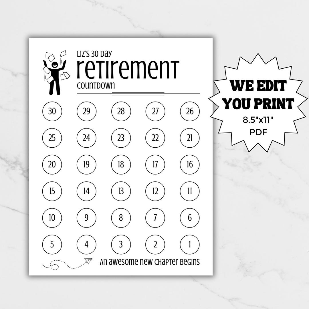 Personalized Countdown to Retirement, Retire Countdown, Days Until ...