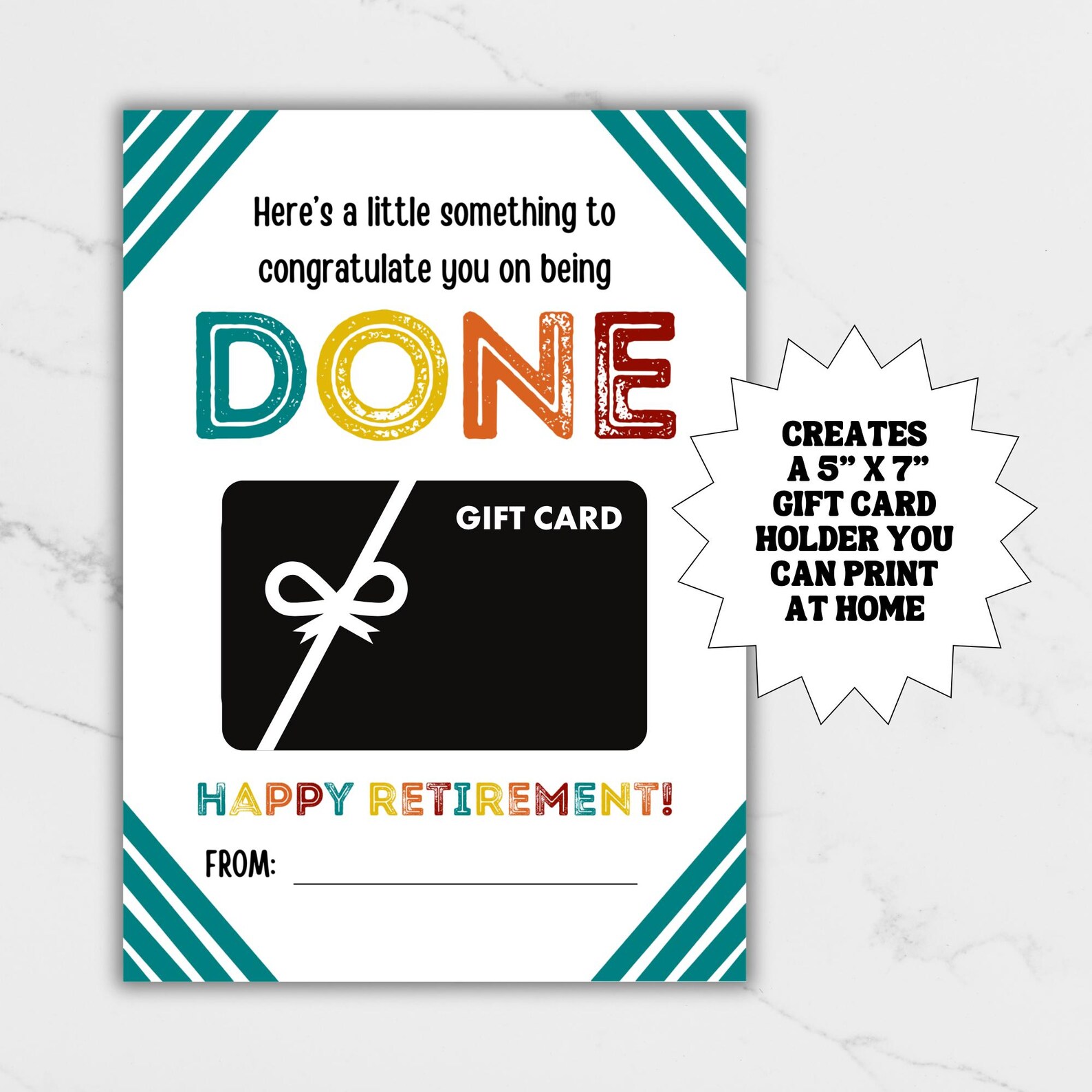 Retirement Gift Card Holder - Printable Last Minute Retirement Card or ...