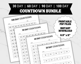 100 Day Countdown Tracker | Instant Download Printable PDF | Wedding ...