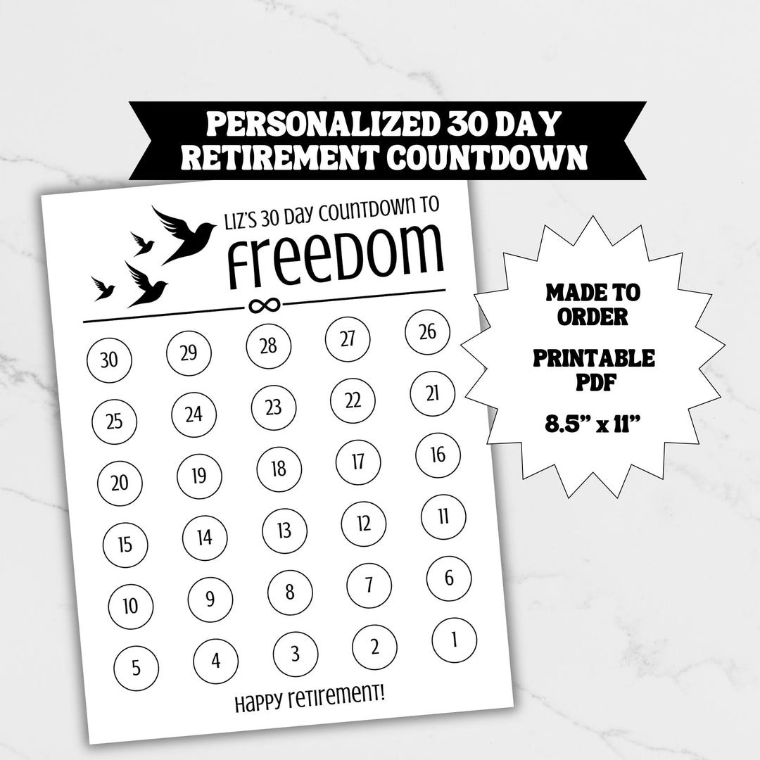 Personalized Countdown to Retirement, Retire Countdown, Days Until ...