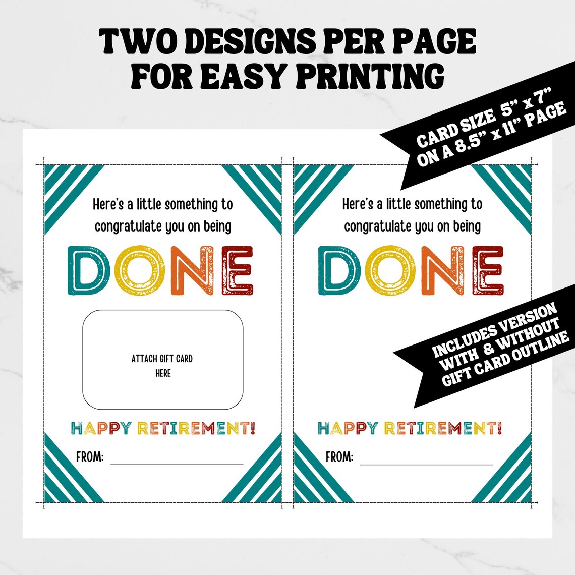 Retirement Gift Card Holder - Printable Last Minute Retirement Card or ...