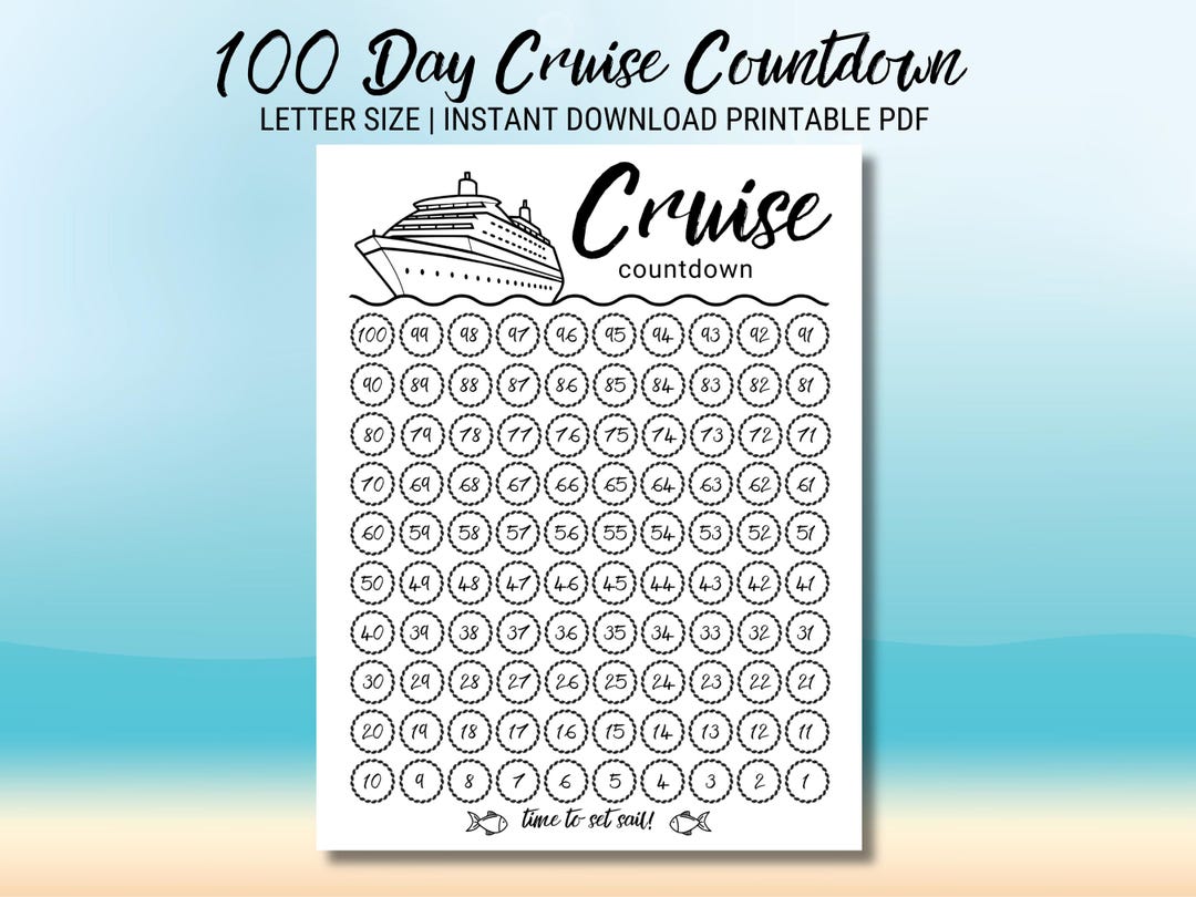 Cruise Countdown, 100 Day Printable Cruise Countdown, Cruise Countdown ...