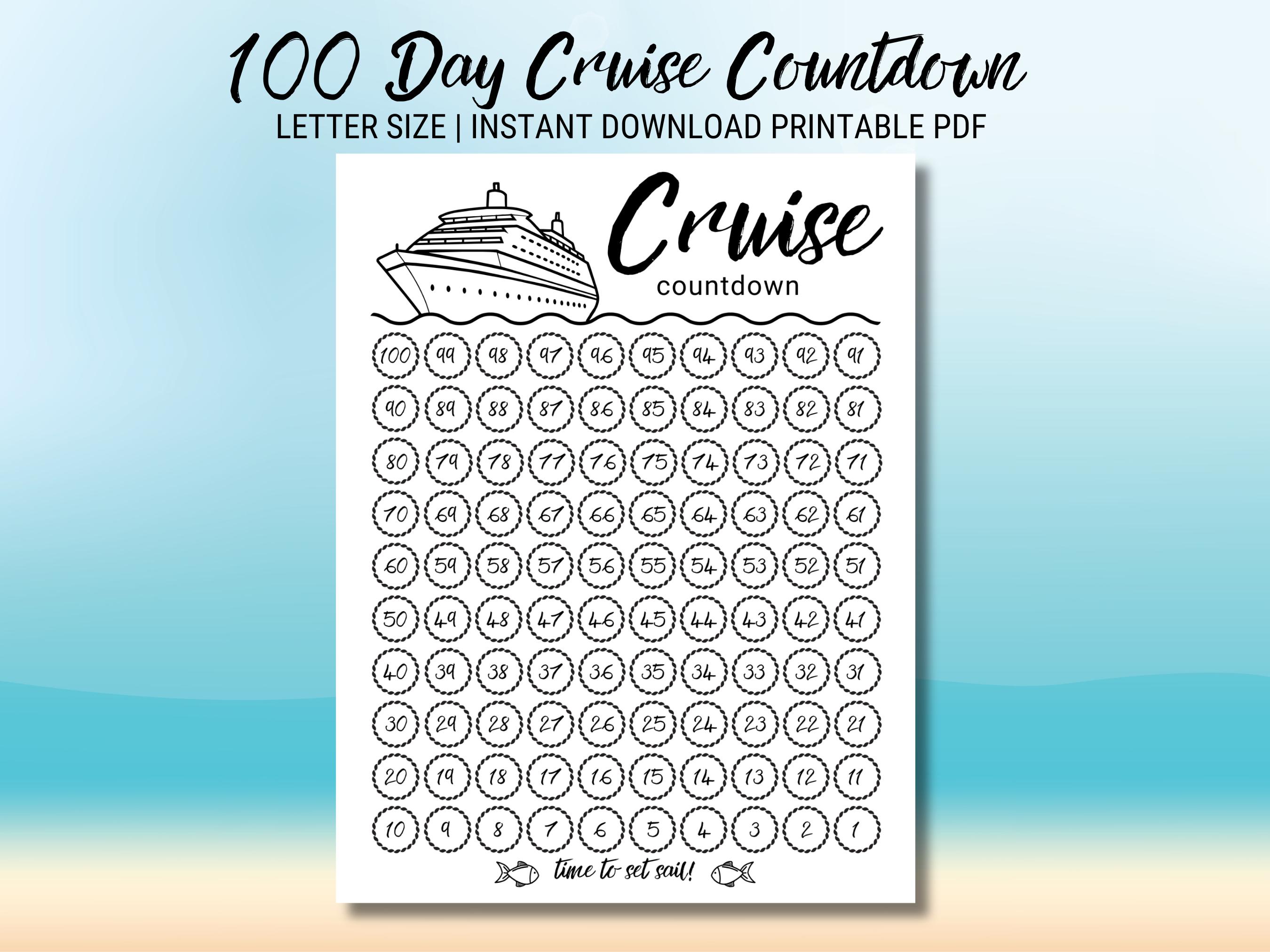 Cruise Countdown, 100 Day Printable Cruise Countdown, Cruise Countdown ...