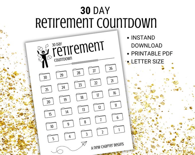 Retirement Countdown Calendar Printable PDF, Retirement Celebration ...