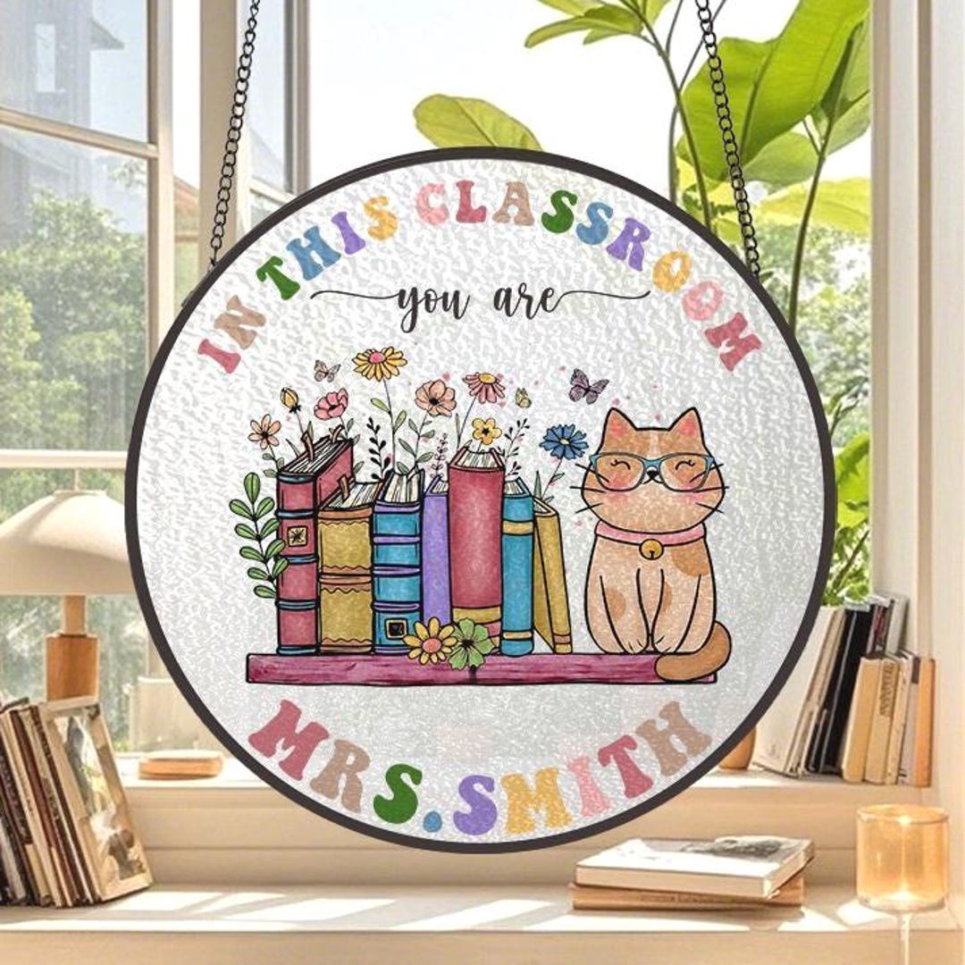 Custom Teacher Stained Glass Suncatcher, Teacher Appreciation Gift, in ...