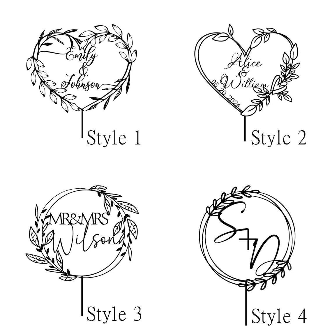 Acrylic Custom Cake Topper, Personalised Party Decor, Two Names Cake ...