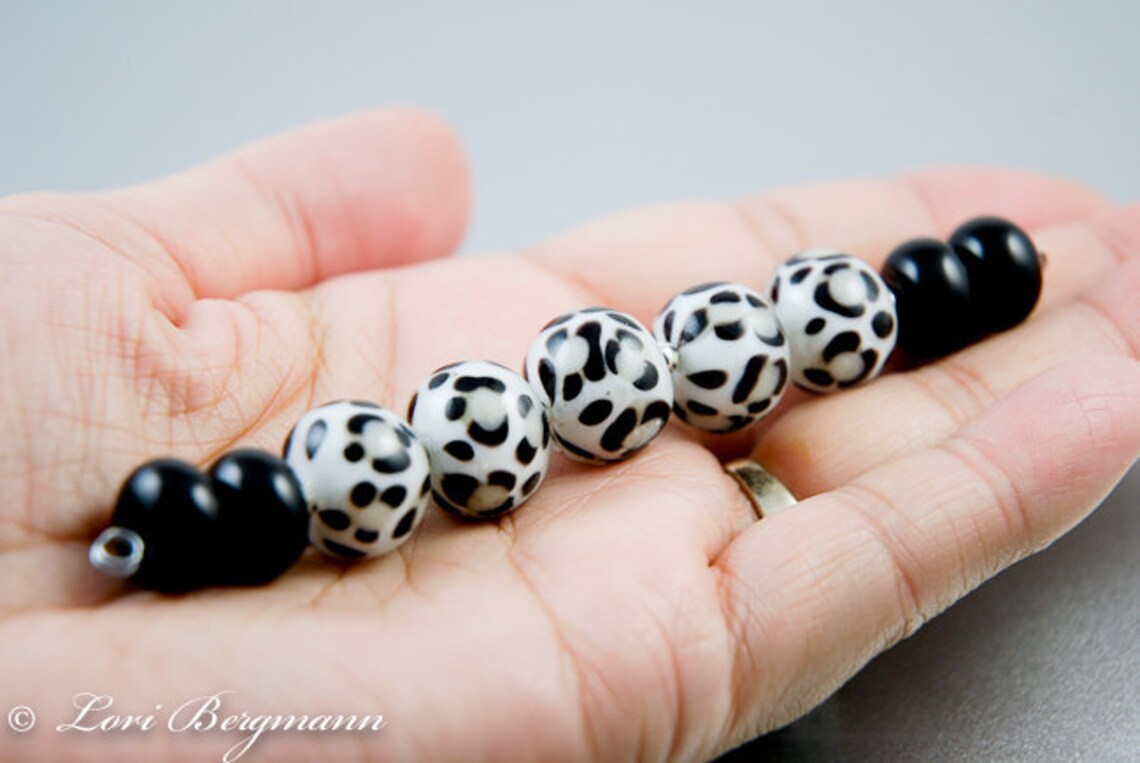 Snow Leopard Lampwork Glass Bead Set, Animal Print, Handmade SRA - Etsy