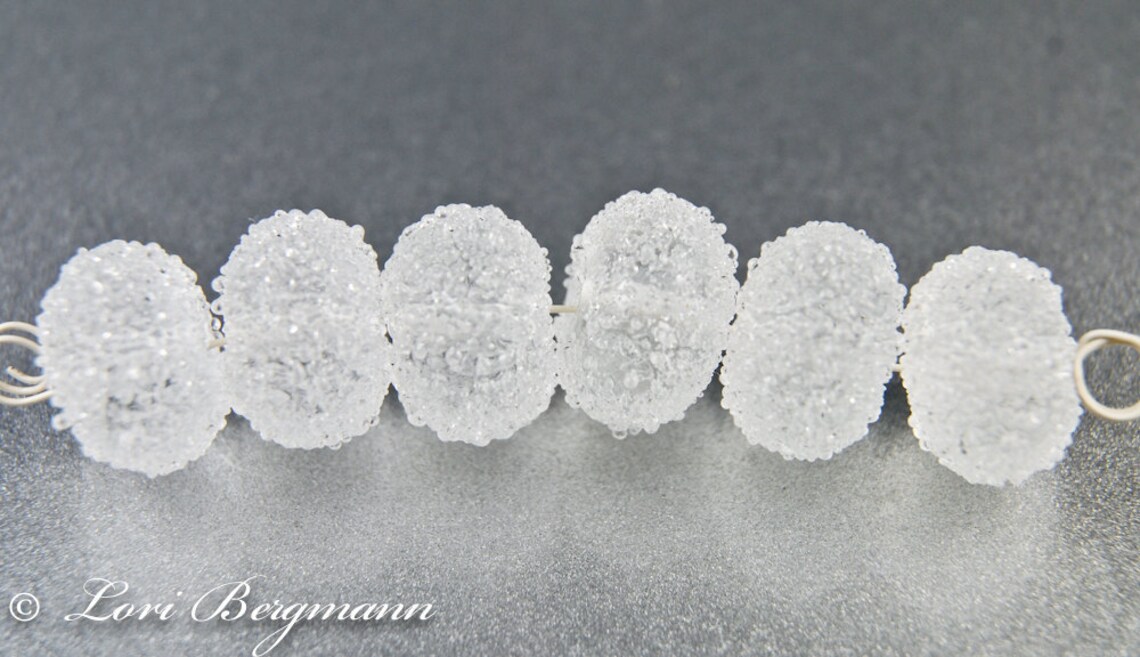 Icy Snowball Handmade Lampwork Beads, Clear Sugar Glass, Winter - Etsy
