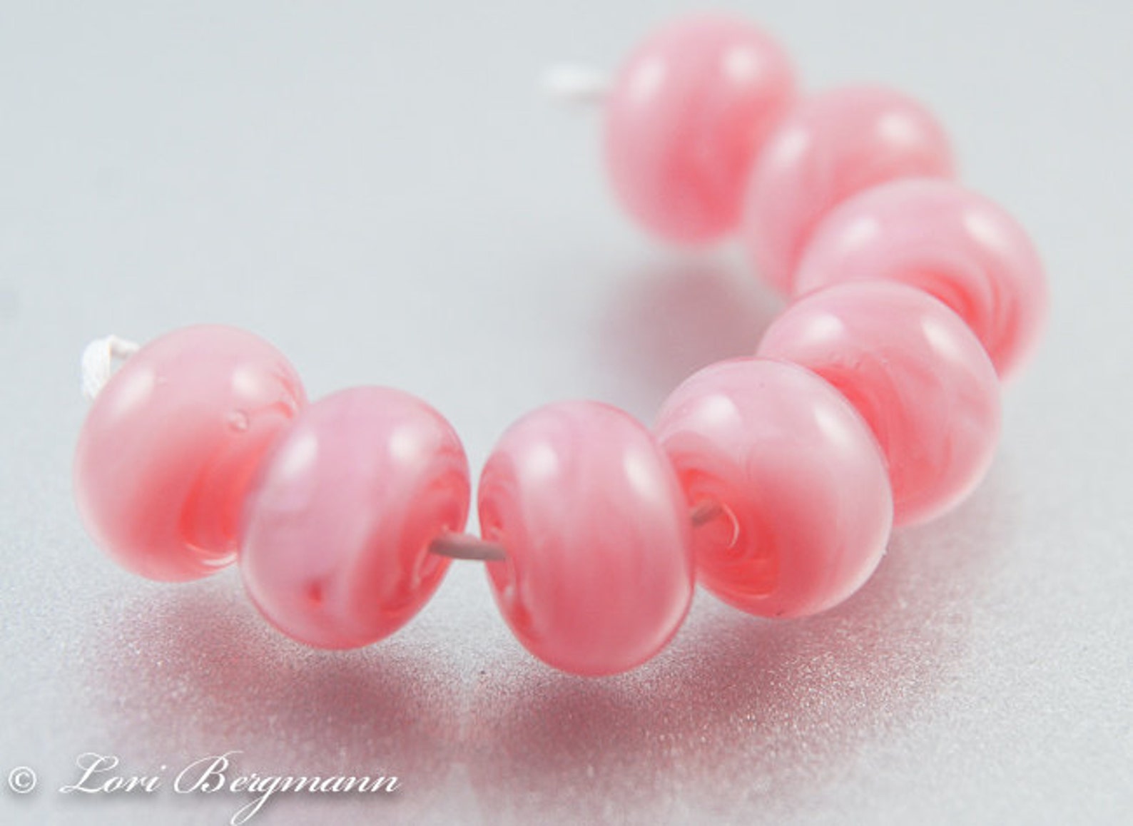 Pearl Pink Lampwork Spacer Beads, Shampoo Glass, Jewelry Supplies, Baby ...
