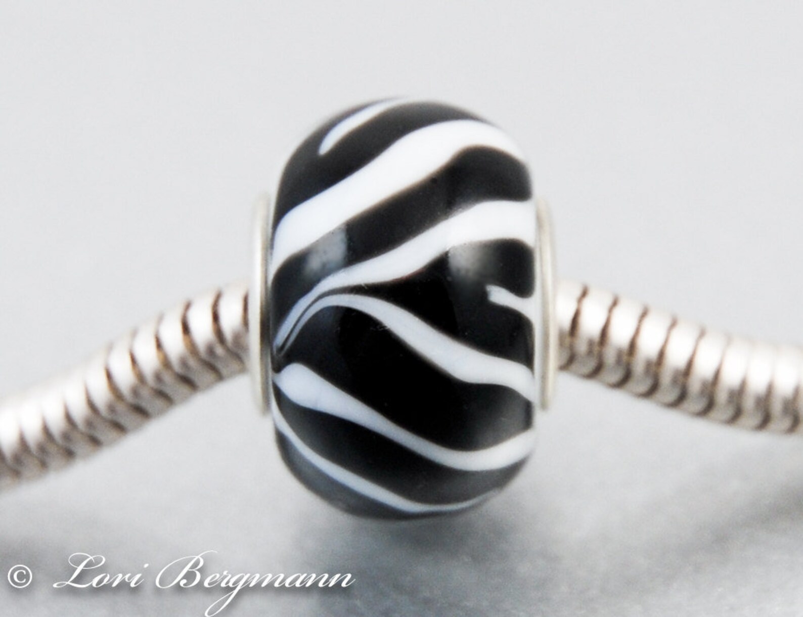 Zebra European Charm Bead, Animal Print, Black White, BHB, Handmade ...