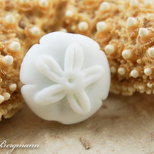 Sand Dollar Handmade Lampwork Bead, SINGLE Soft White Beach Glass ...