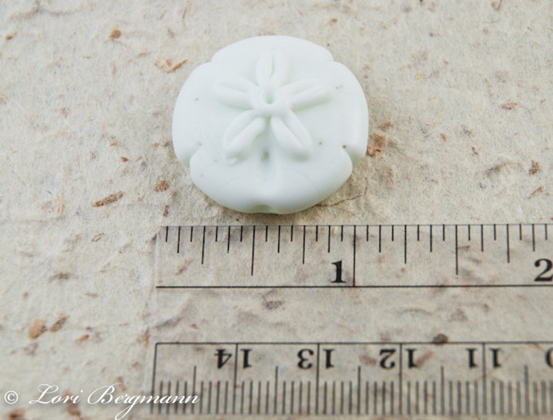 Large Sand Dollar Focal, Handmade Lampwork Bead, Beach, Etched Cream ...