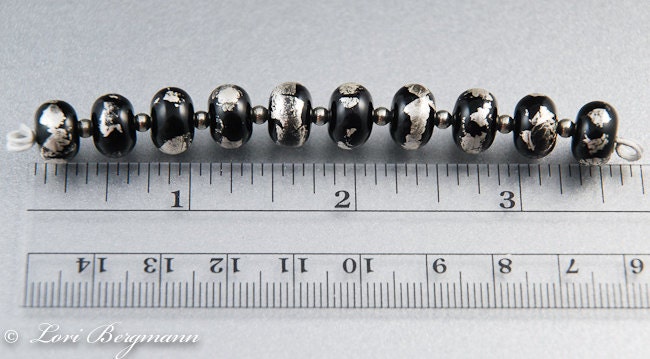 Silver and Black Handmade Glass Spacer Beads, Gilded Metallic, SRA ...