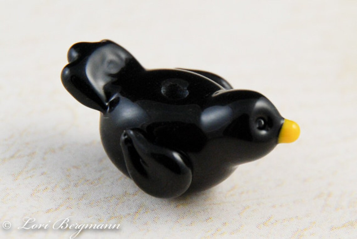 Handmade Lampwork Glass Bead Black Bird Jewelry Supplies - Etsy