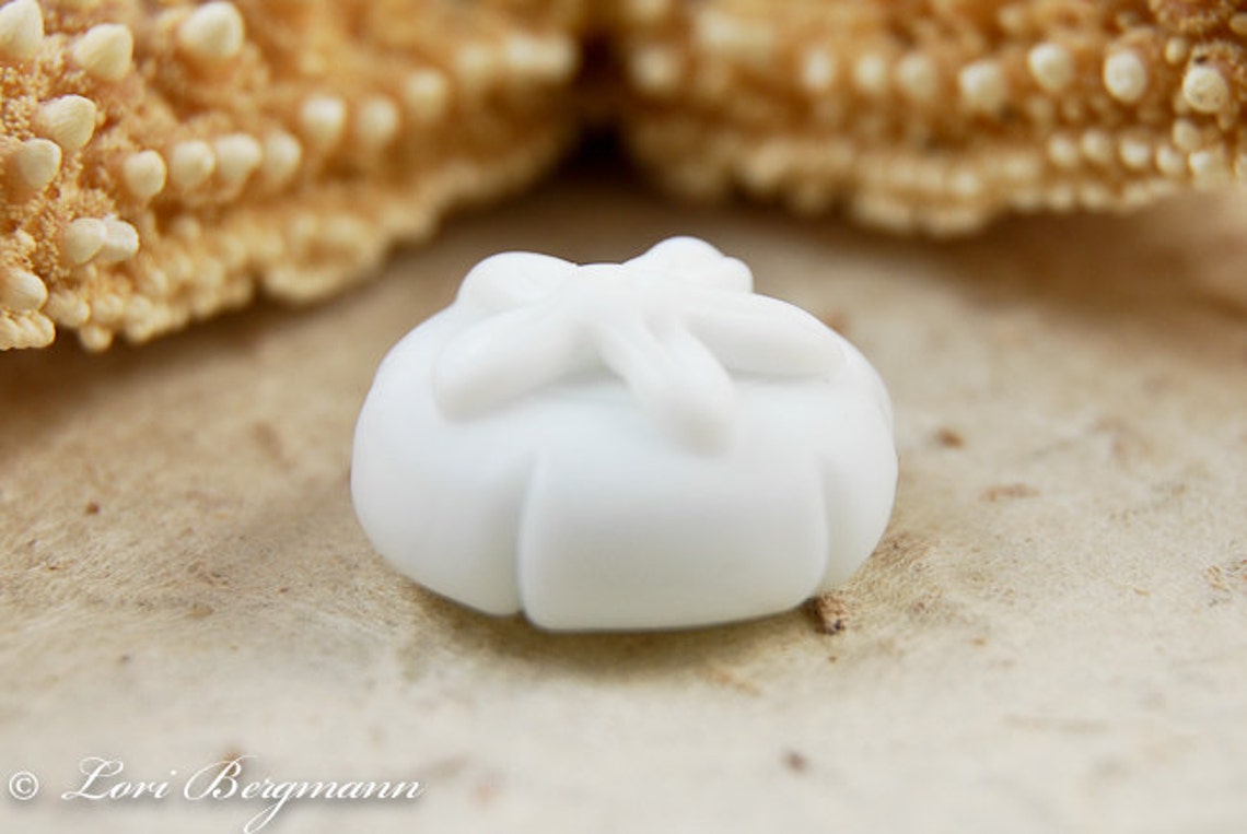 Sand Dollar Handmade Lampwork Bead, SINGLE Soft White Beach Glass ...