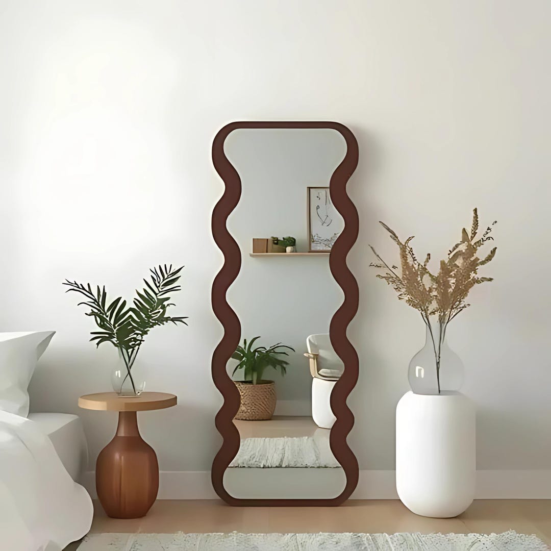 Irregular Full Length Mirror: Wavy Modern Accent Mirror - Etsy