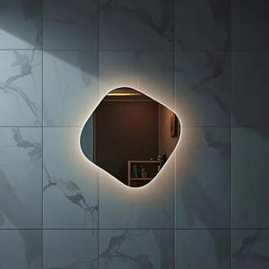 Asymmetrical LED Mirror: Modern Circular Wall Decor - Etsy