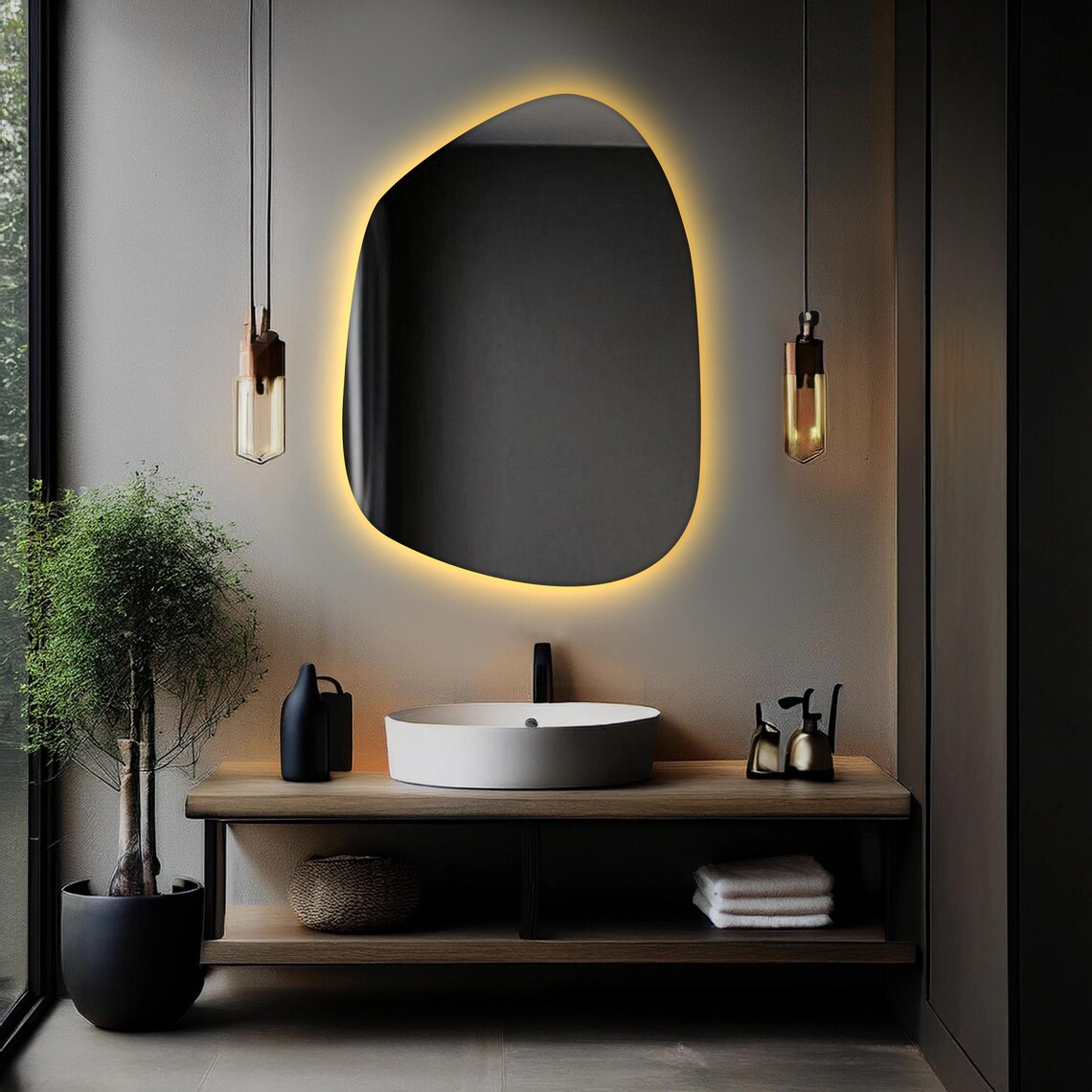 Irregular Led Mirror Asymmetrical Mirror Elegant Mirror for Chic Homes ...