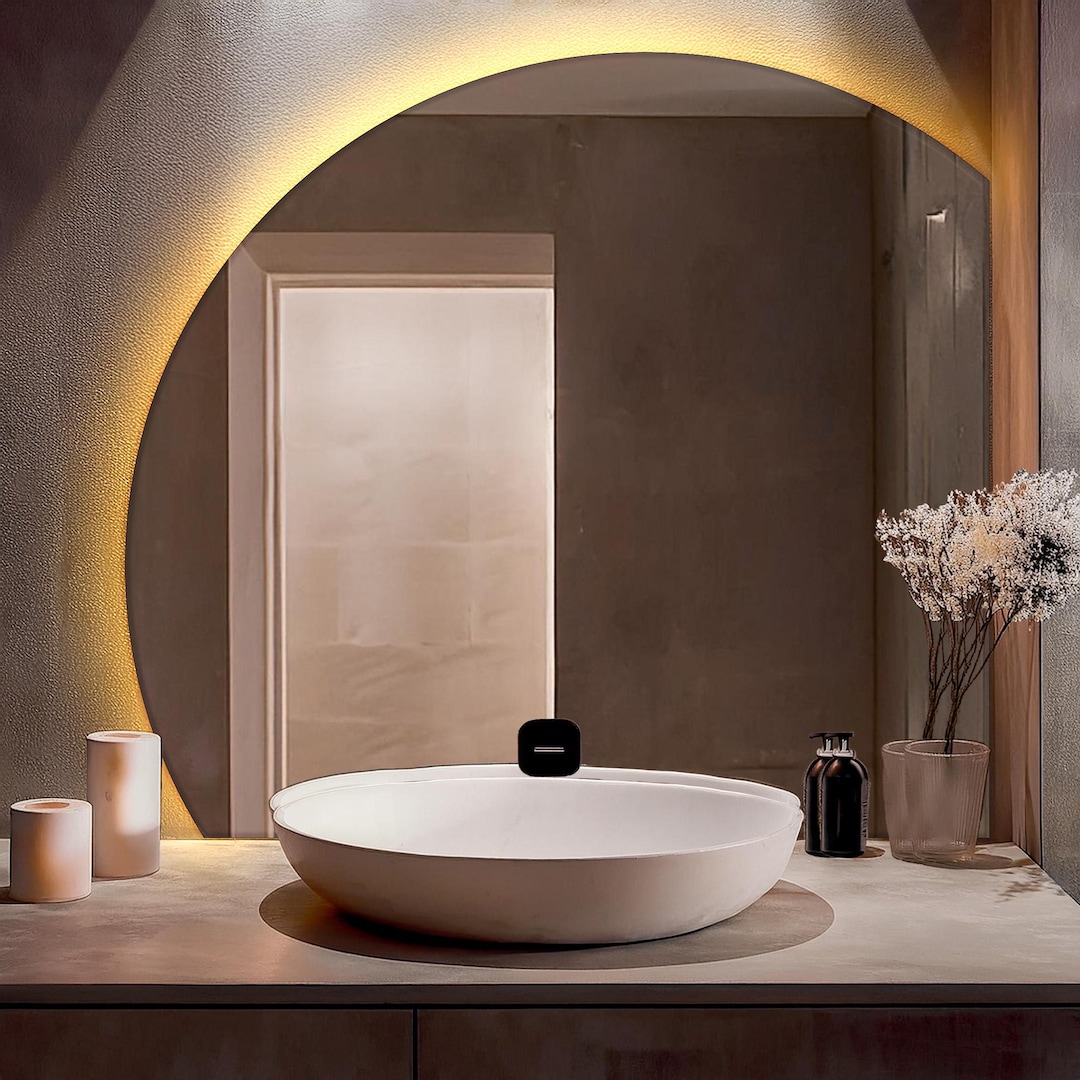 Half Circle Led Bathroom Mirror Radius Mirror Semi Circle Washbasin ...