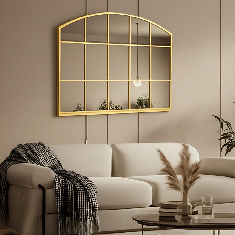 Arch Window Pane Mirror: Black Frame Asymmetrical Wall Decor - Etsy