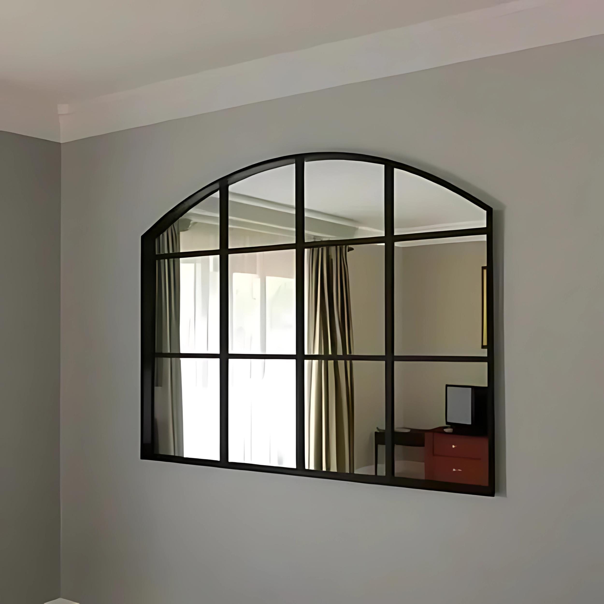 Arch Window Pane Mirror: Black Frame Asymmetrical Wall Decor - Etsy