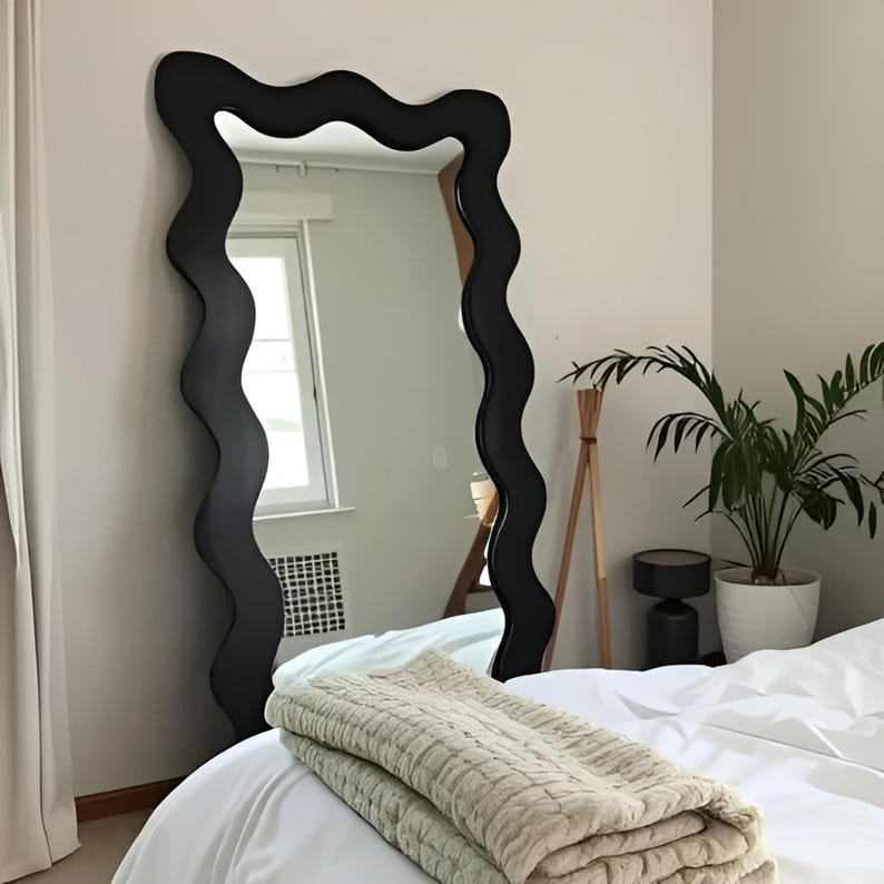 Wavy Full Length Floor Mirror: Asymmetrical Squiggle Home Decor - Etsy