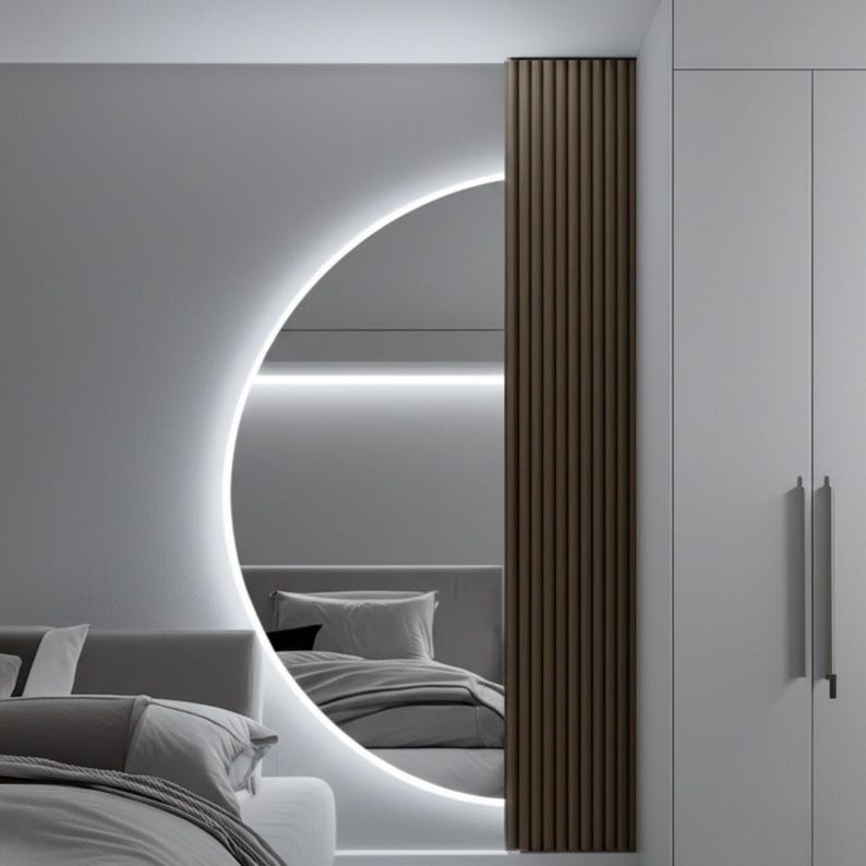 Half Moon Backlit Wall LED Mirror - Vanity Mirror With Led Lights ...