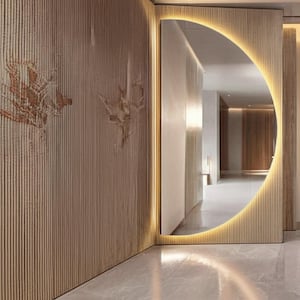 Bathroom Half Circle Decor Led Mirror - Half Moon Backlit Wall LED ...