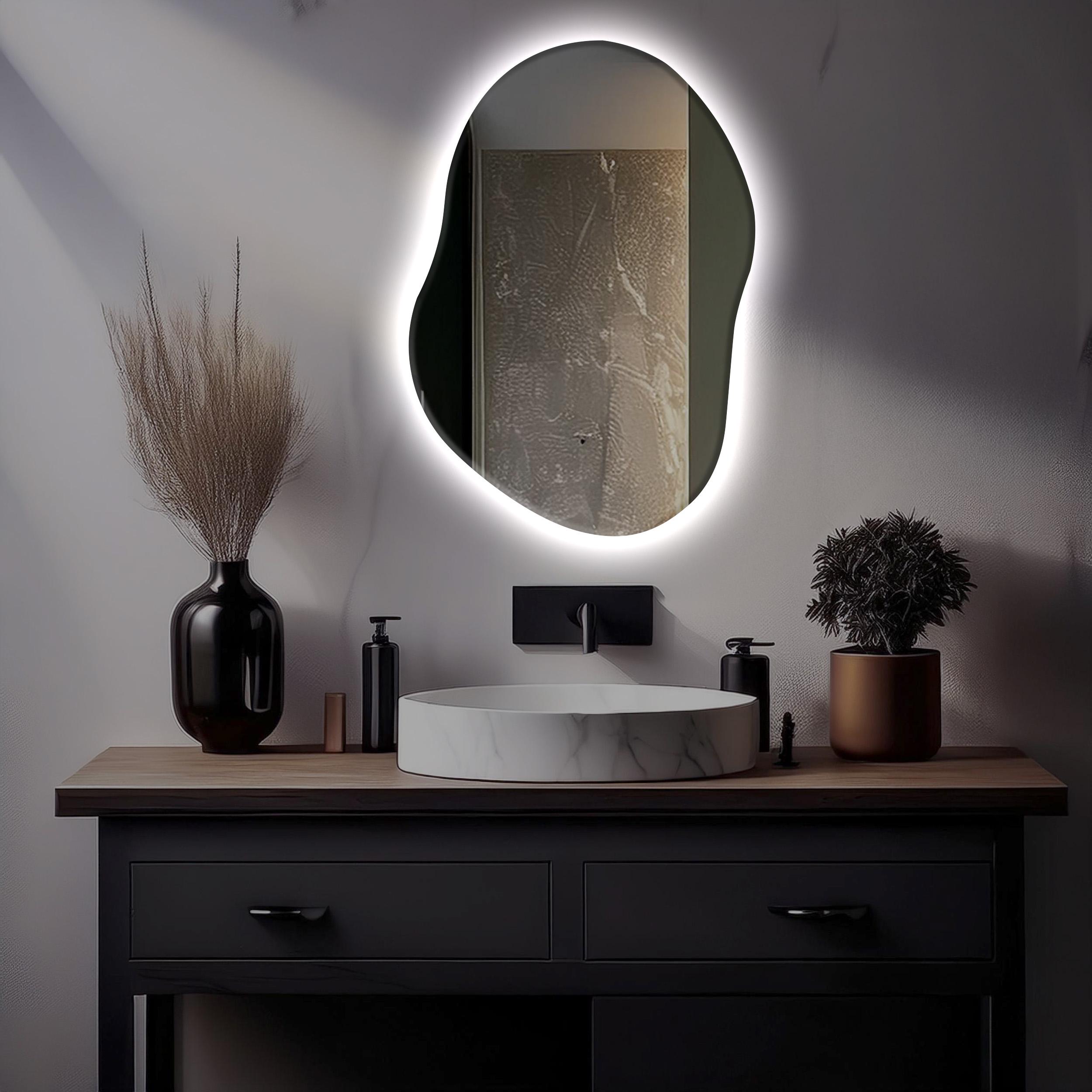 Irregular Mirror Asymmetrical Design Home LED Mirror Aesthetic Bathroom ...