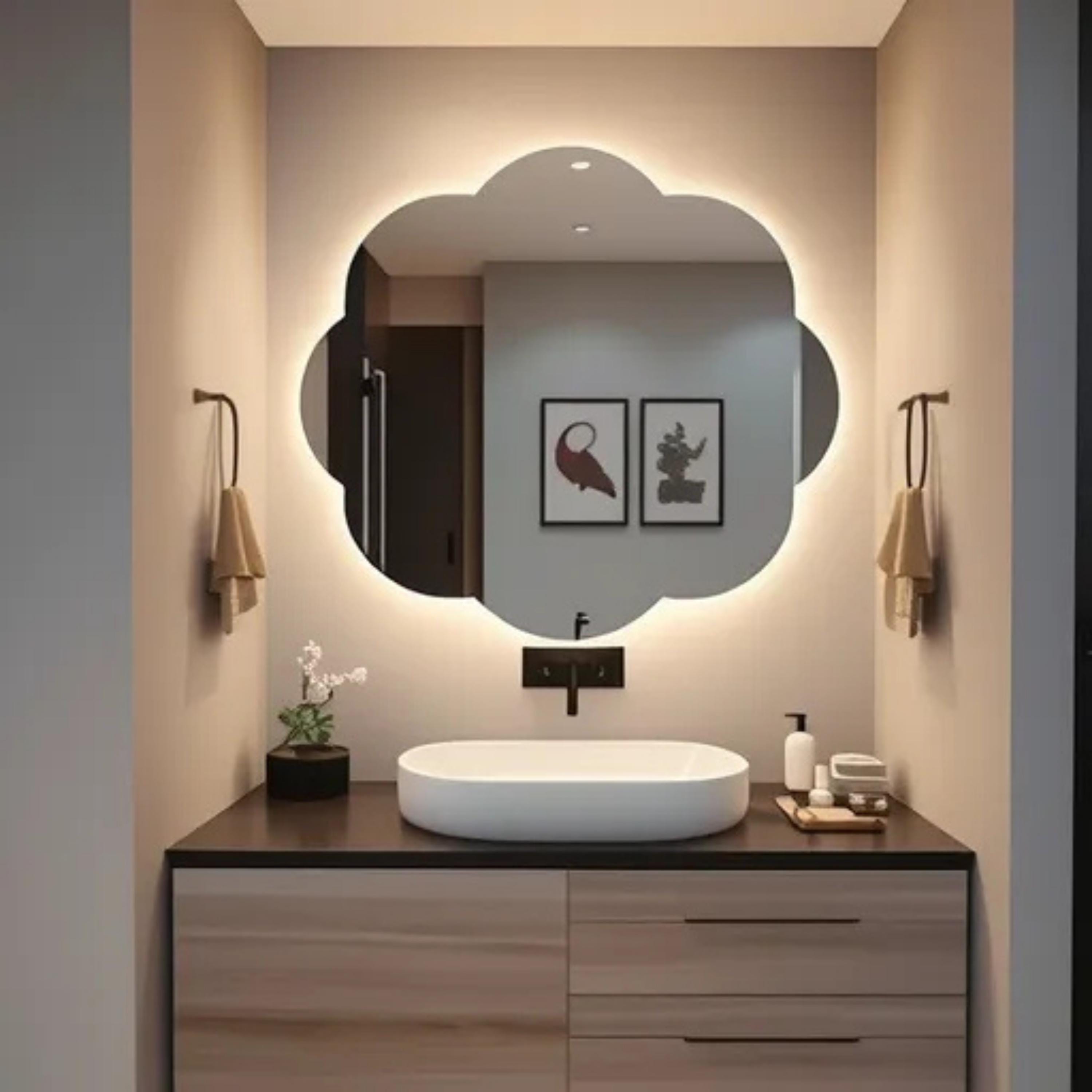 Asymmetrical Led Mirror Led Lights Mirror Irregular Bathroom Vanity ...