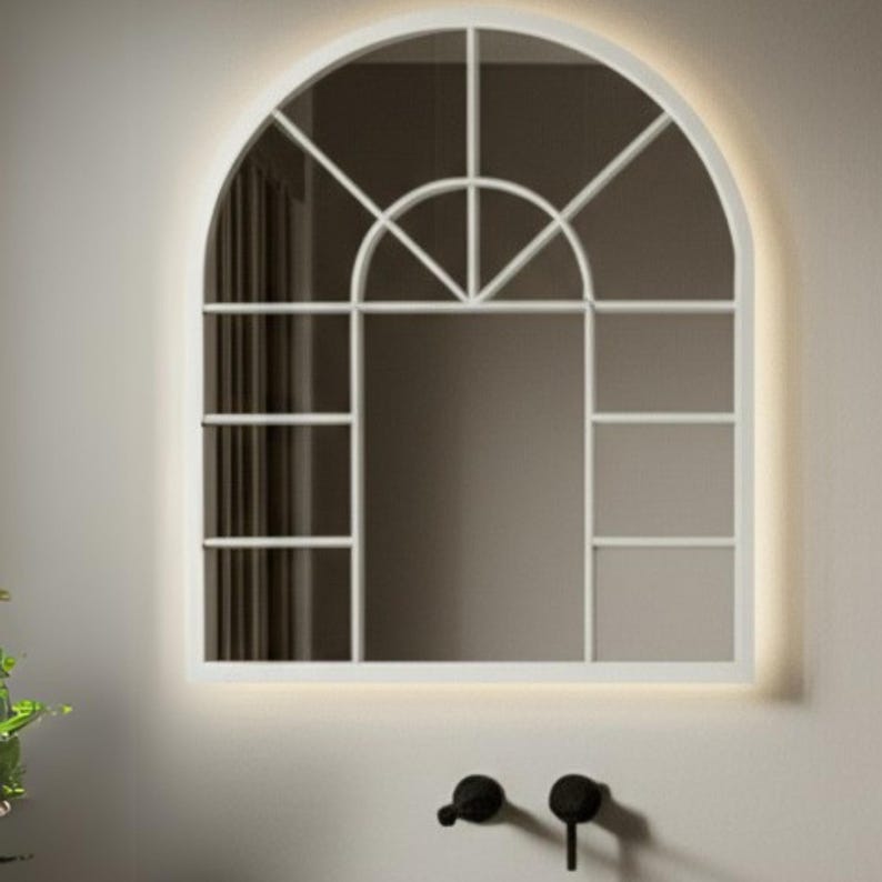 Arch Window LED Mirror: Modern Backlit Bathroom Decor - Etsy