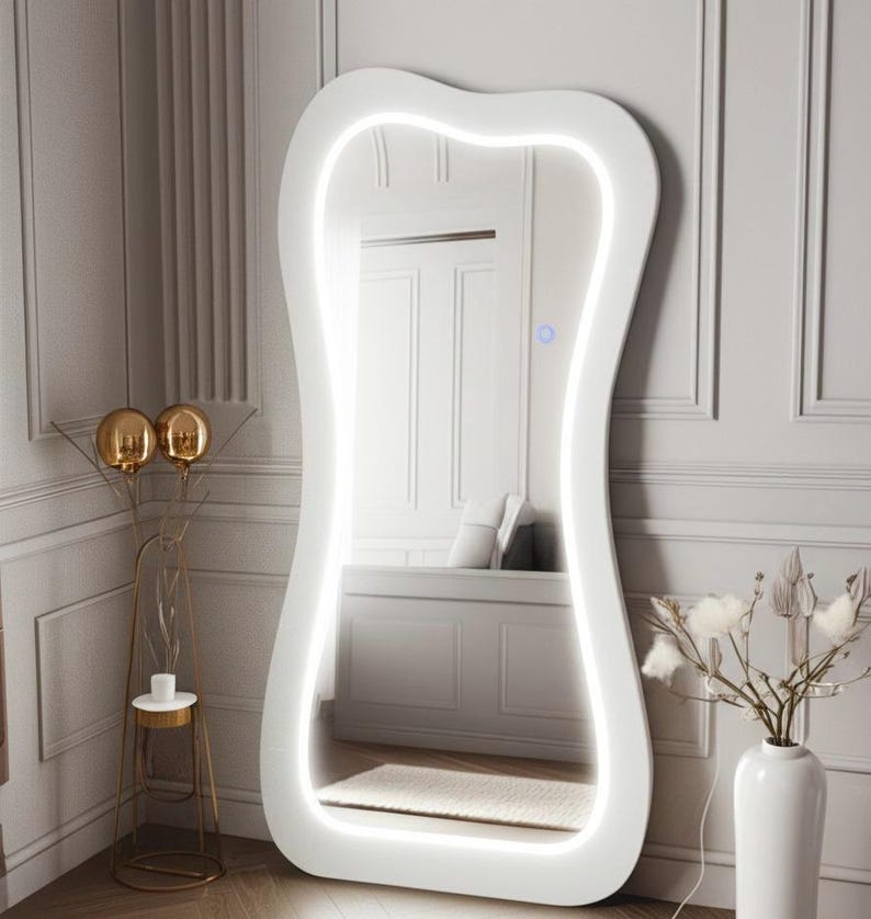 Asymmetrical Large Wall Mirror With Lights - Led Lighted Full Body ...