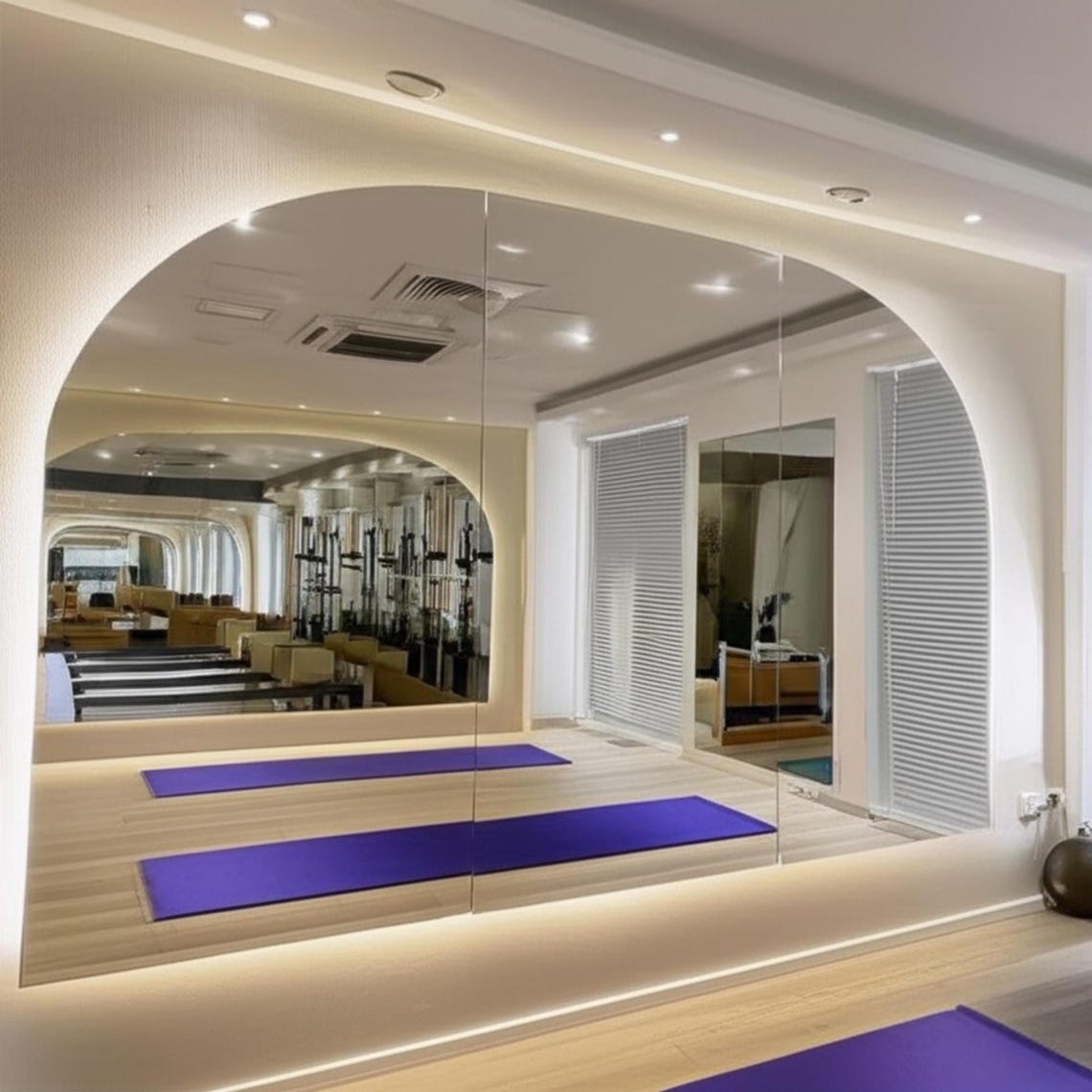 Three-piece Modern Arched Wall Mirror: Full-wall Coverage, Gym & Home ...