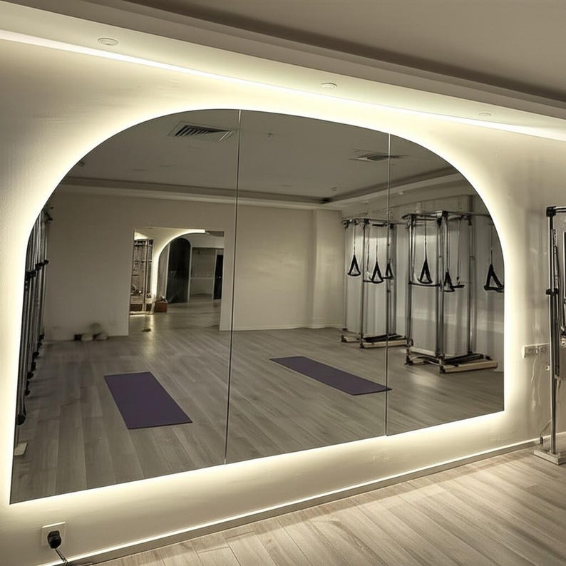 Three-piece Modern Arched Wall Mirror: Full-wall Coverage, Gym & Home ...