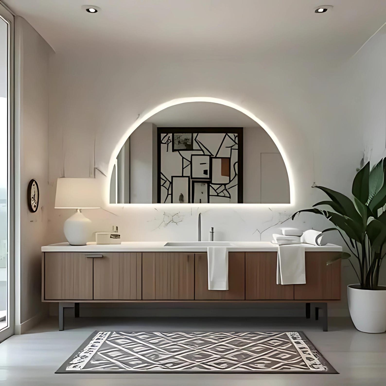 Half Moon Backlit Wall LED Mirror - Vanity Mirror With Led Lights ...
