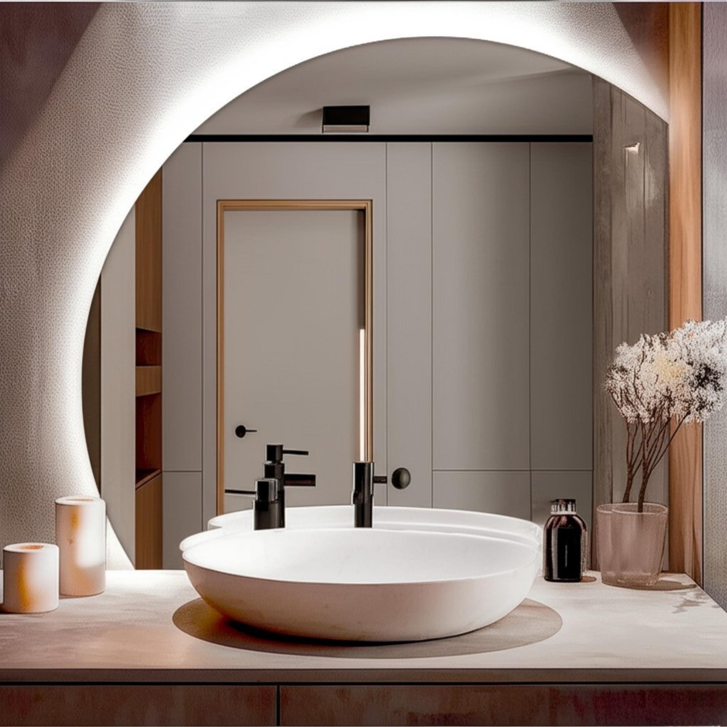 Radius Mirror - Half Circle Led Bathroom Mirror - Semi Circle Washbasin ...