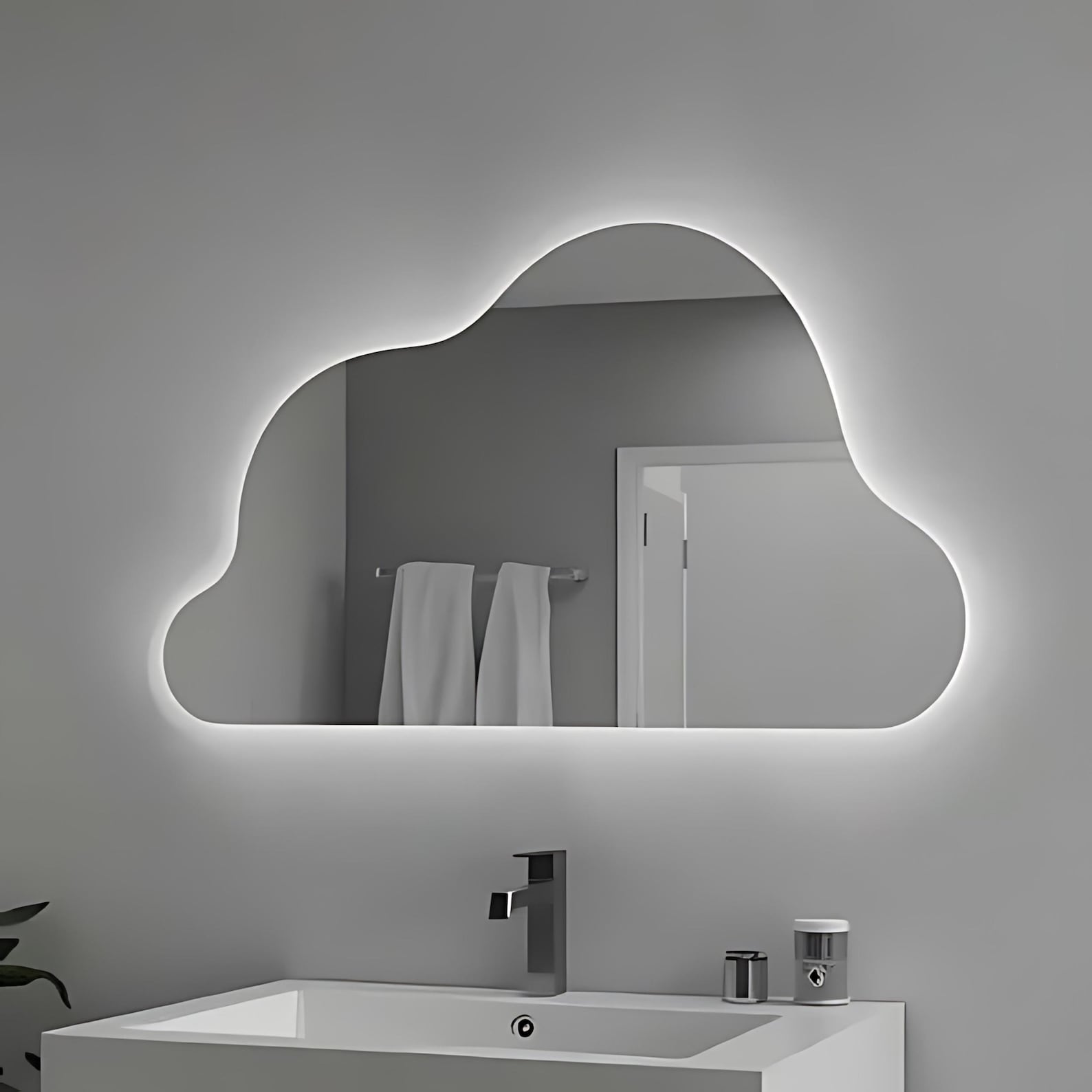 Washbasin Cloud Led Mirror - Cloud Shaped Illuminated Mirror - Bathroom ...