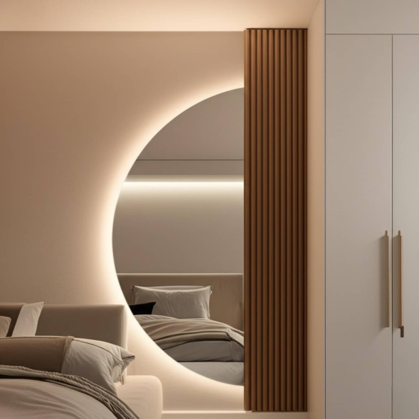 Half Moon Backlit Wall LED Mirror - Vanity Mirror With Led Lights ...