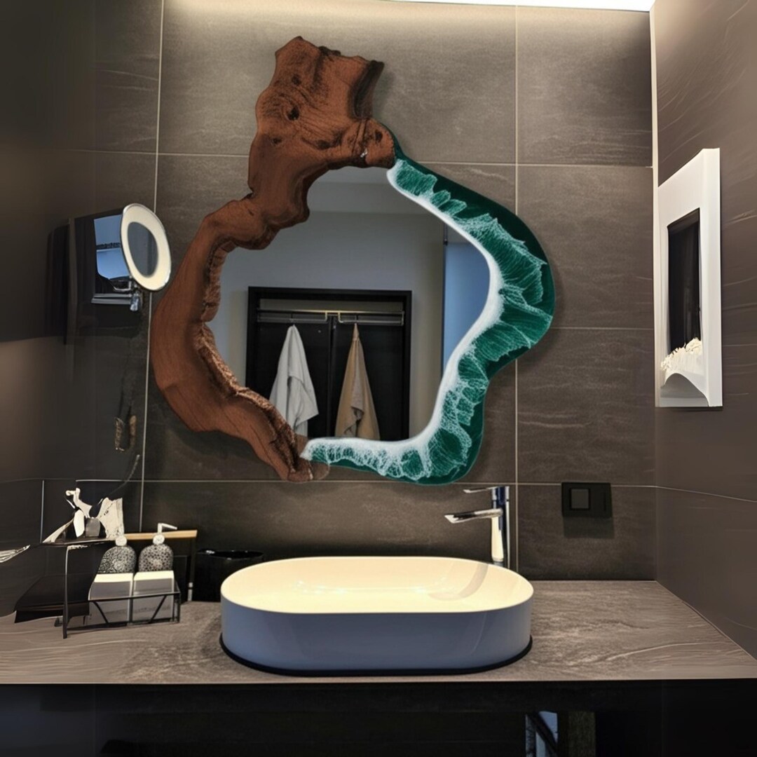 Irregular Epoxy Wood Mirror - Stunning Epoxy Resin Mirror – Handmade ...