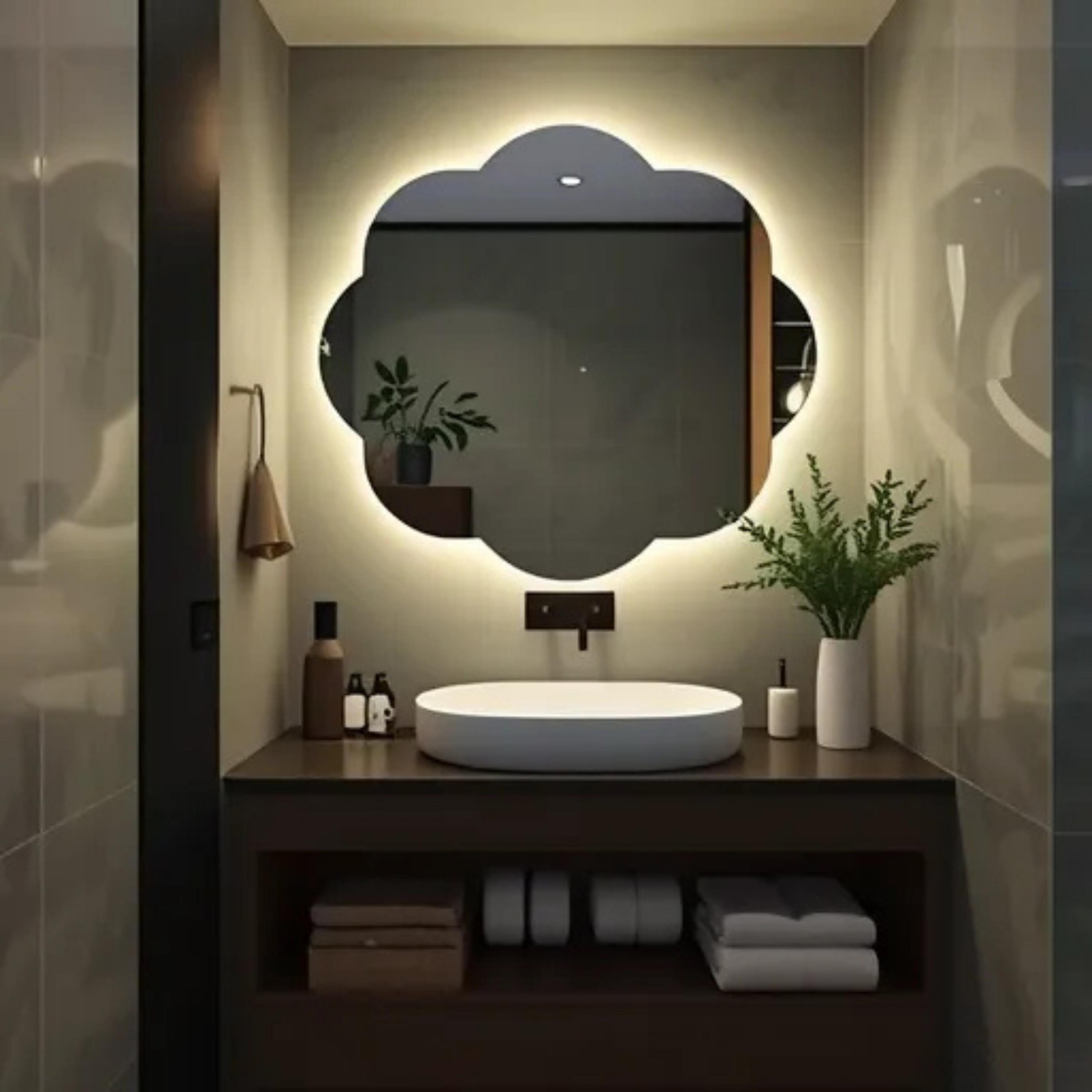 Asymmetrical Led Mirror Led Lights Mirror Irregular Bathroom Vanity ...