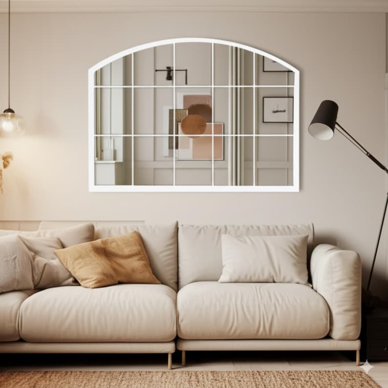 Arch Window Pane Mirror: Black Frame Asymmetrical Wall Decor - Etsy