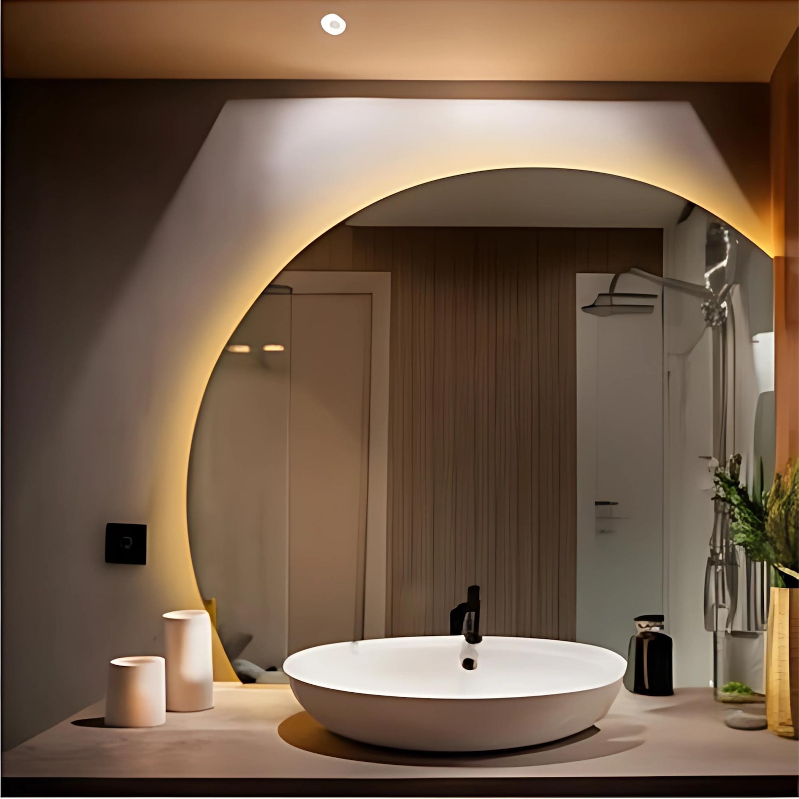 Radius Mirror - Half Circle Led Bathroom Mirror - Semi Circle Washbasin ...