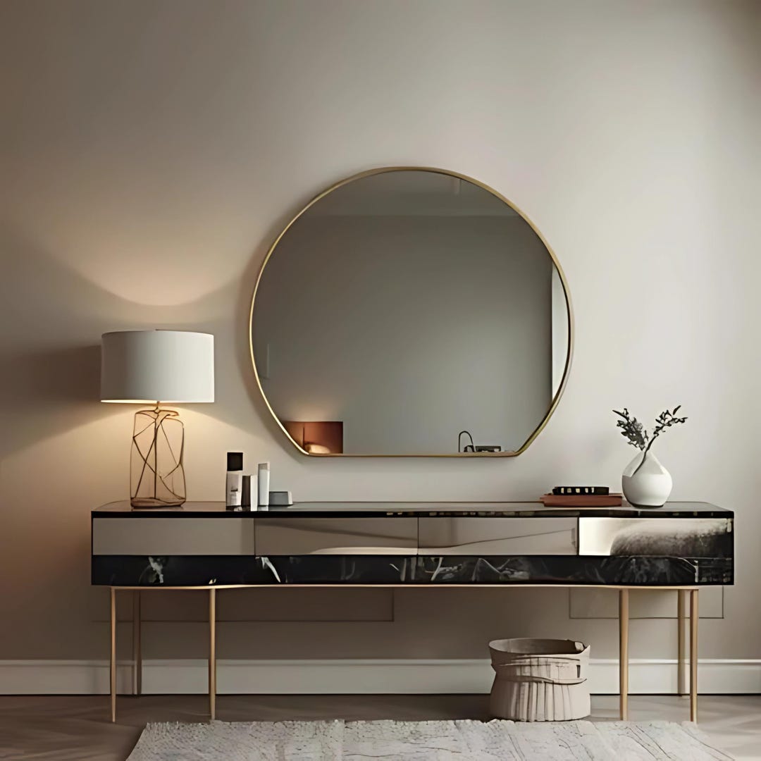 Cut Circle Wall Mirror Half Circle Mirror Modern Style Mirror Half Moon ...