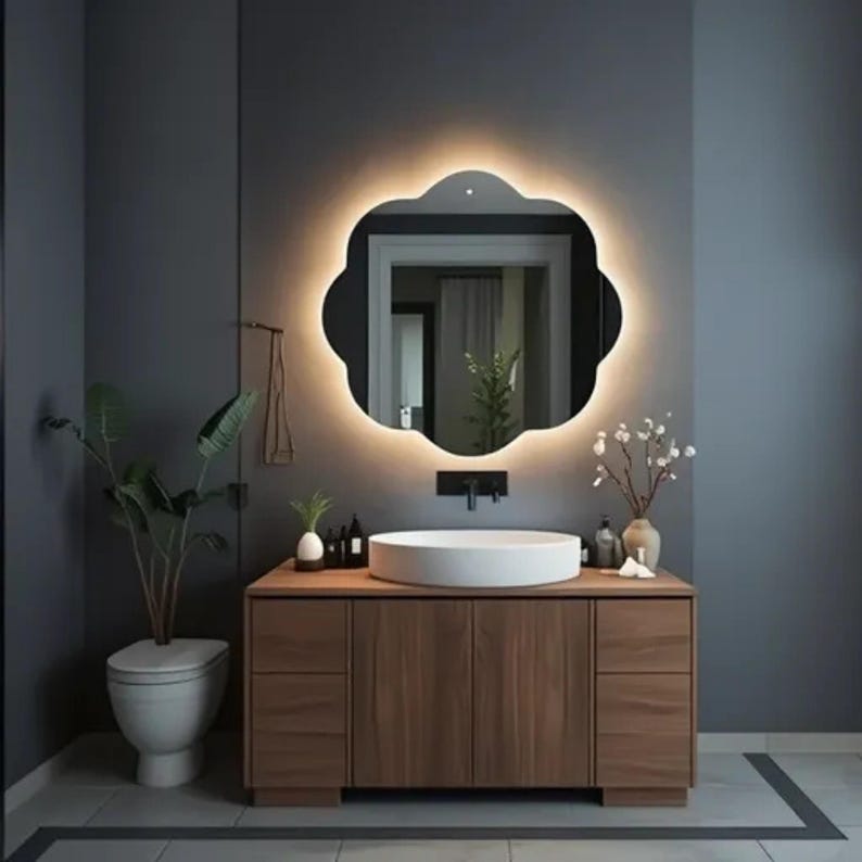 Asymmetrical Led Mirror Led Lights Mirror Irregular Bathroom Vanity ...