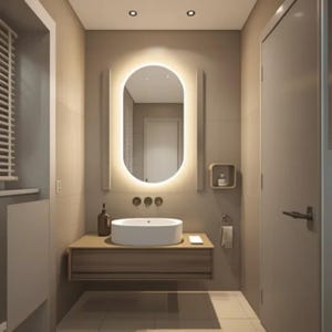 Oval LED Bathroom Mirror Vanity Mirror With Lights Pill Shaped Mirror ...
