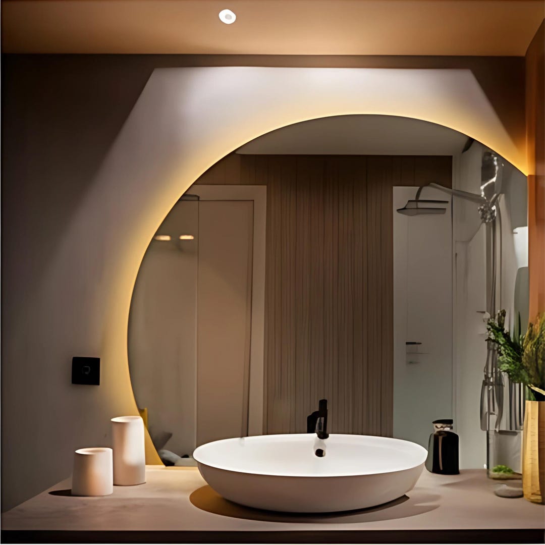 Half Circle Led Bathroom Mirror - Radius Mirror - Semi Circle Washbasin ...