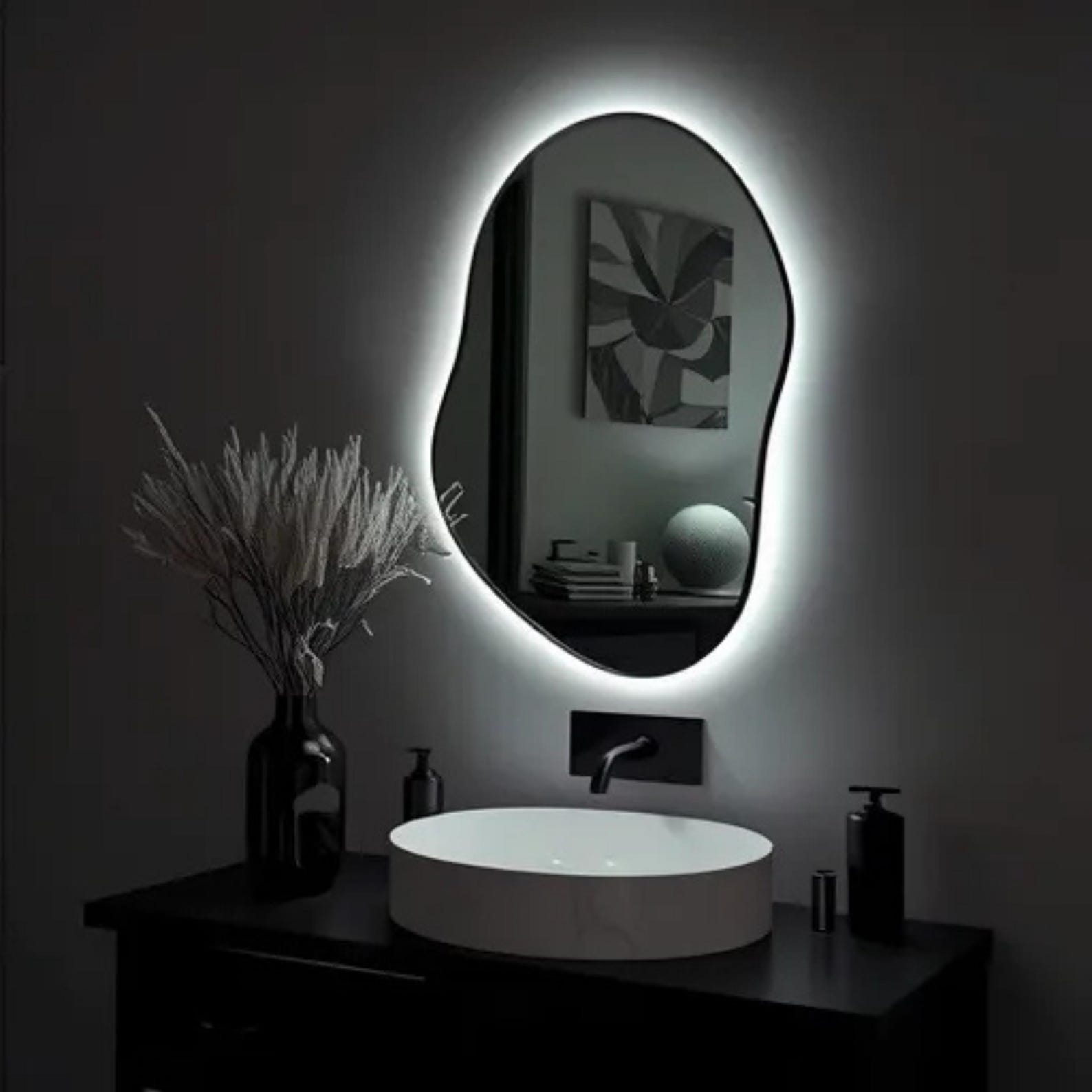 Irregular Mirror Asymmetrical Design Home LED Mirror Aesthetic Bathroom ...