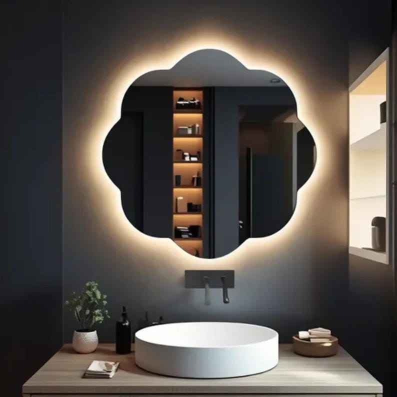 Asymmetrical Led Mirror Led Lights Mirror Irregular Bathroom Vanity ...