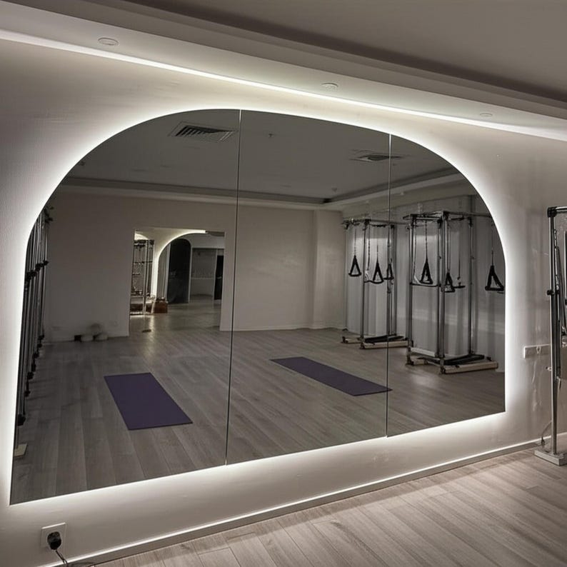 Three-piece Modern Arched Wall Mirror: Full-wall Coverage, Gym & Home ...