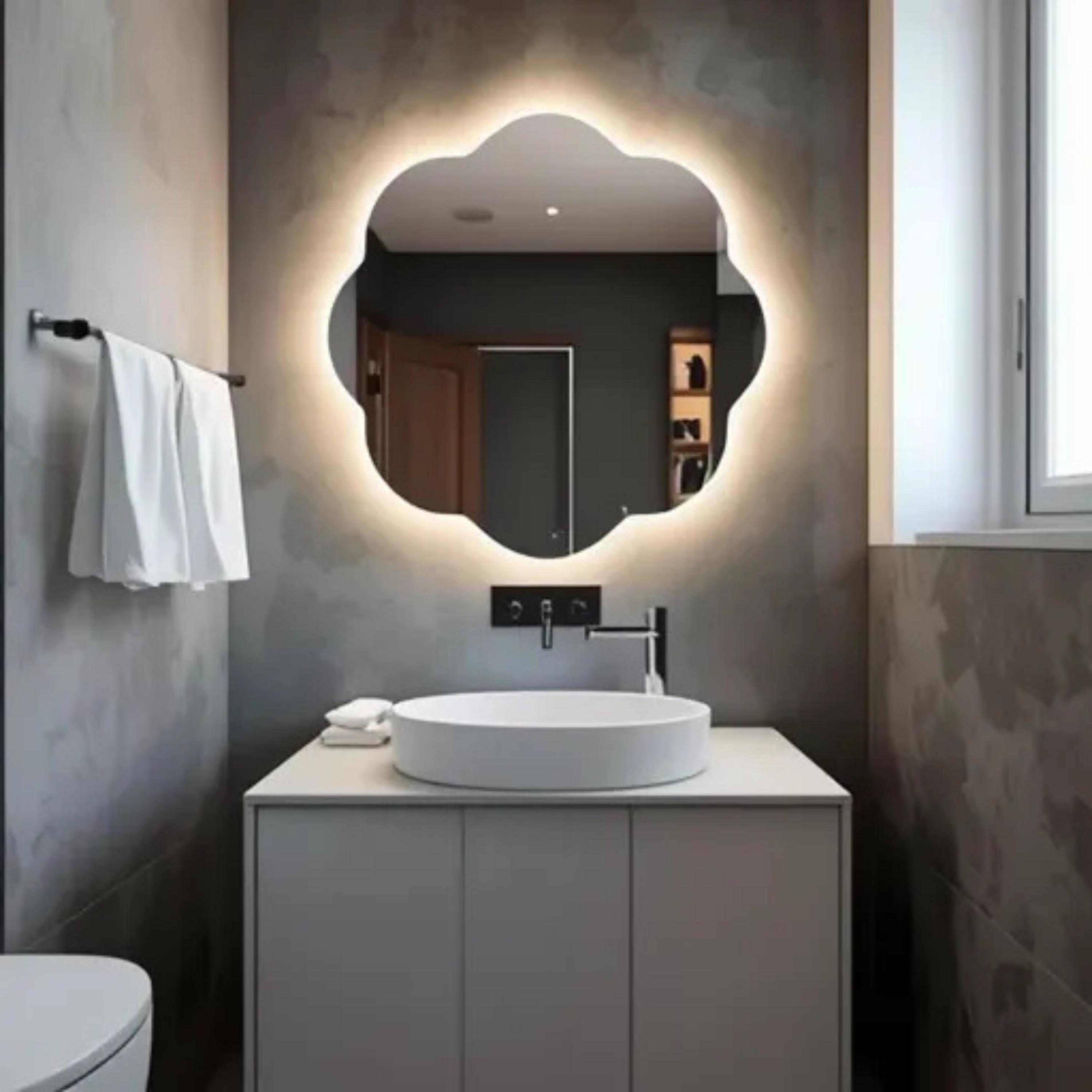 Asymmetrical Led Mirror Led Lights Mirror Irregular Bathroom Vanity ...